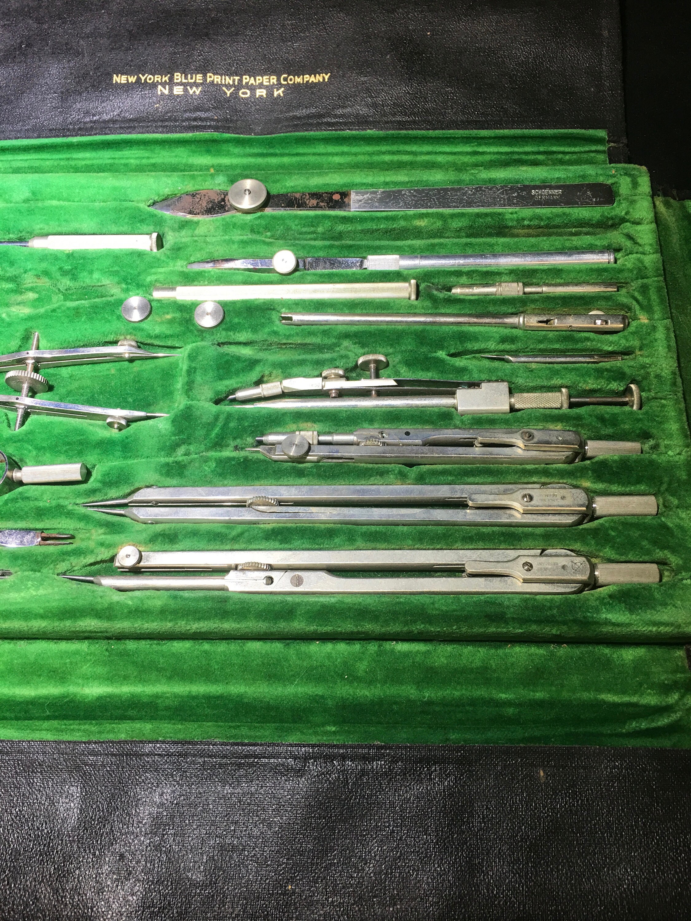 17 - Piece Vintage German Made Drafting Tool / Engineering Instruments