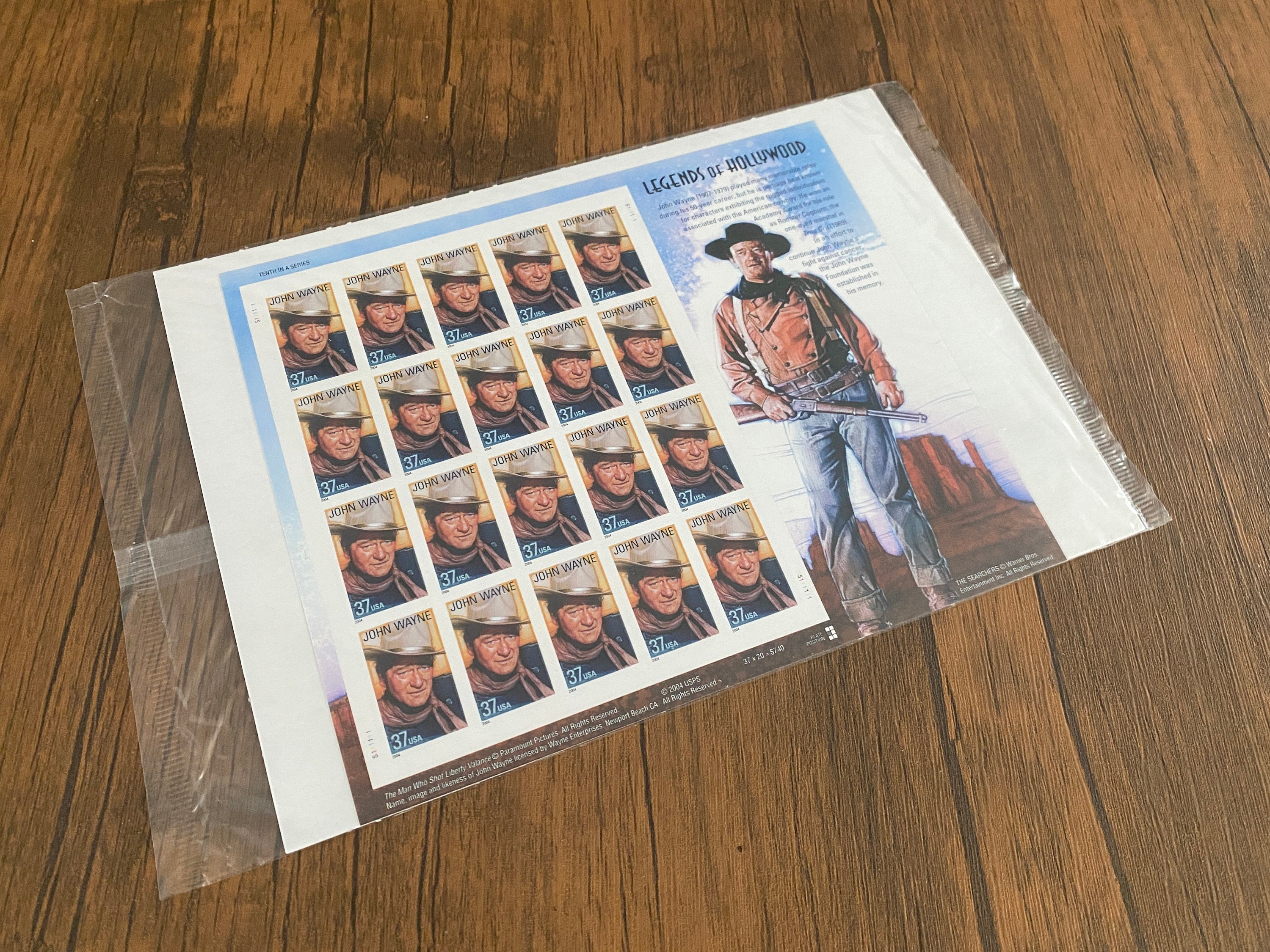 John Wayne Legends of Hollywood Stamps Original Sheet of 20 Stamps ...