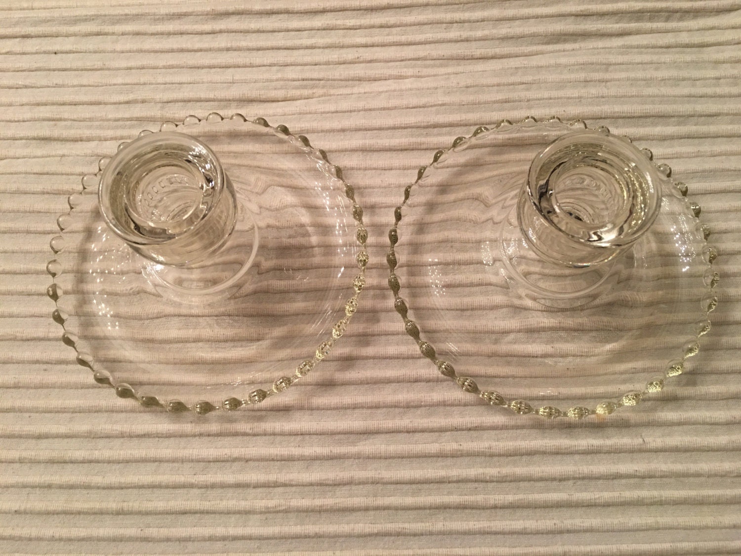 Vintage Imperial Glass Candlewick Pattern Candle Holders, Set of Two, 1960s