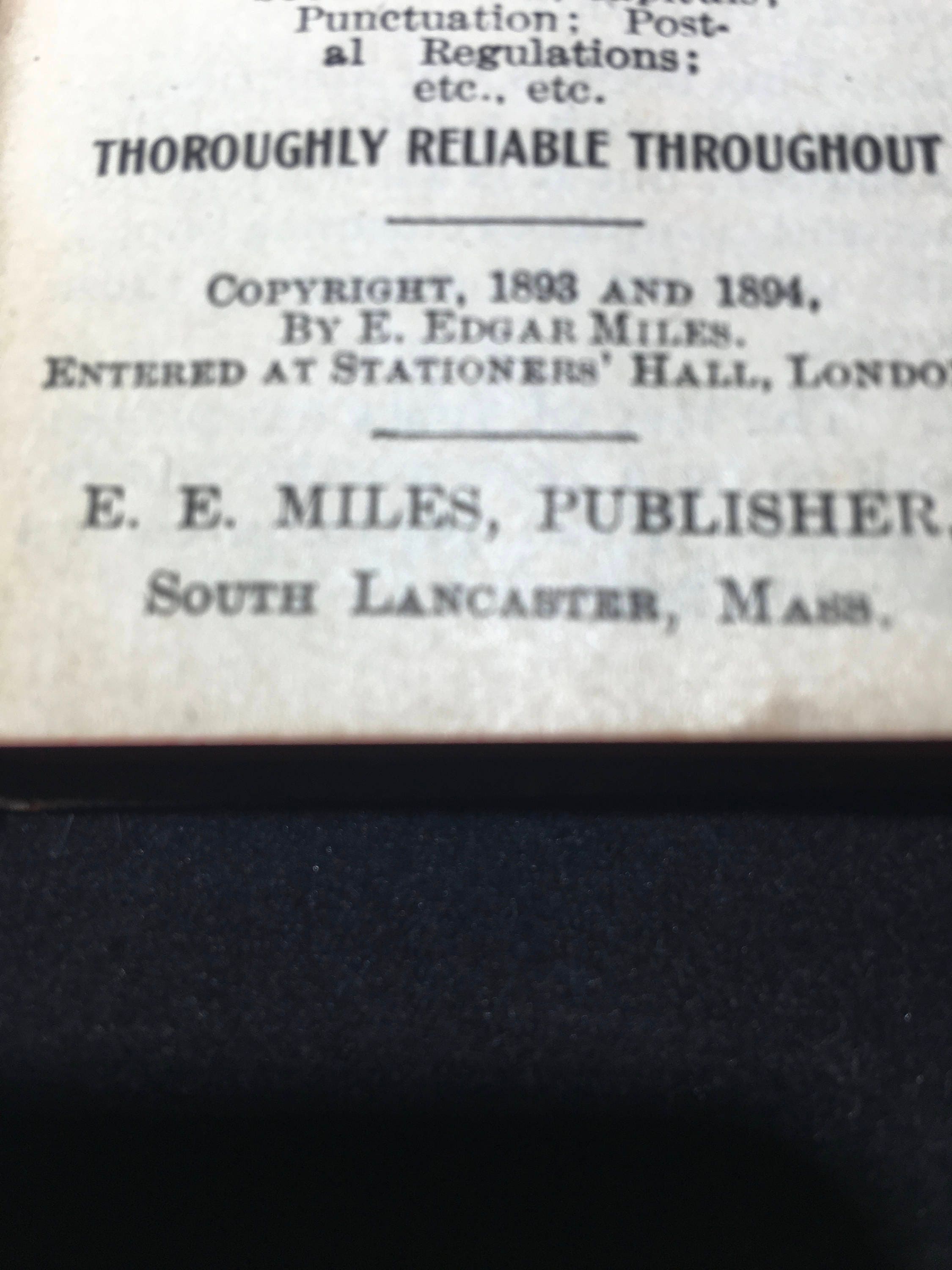 1893 Webster's Vest Pocket Library