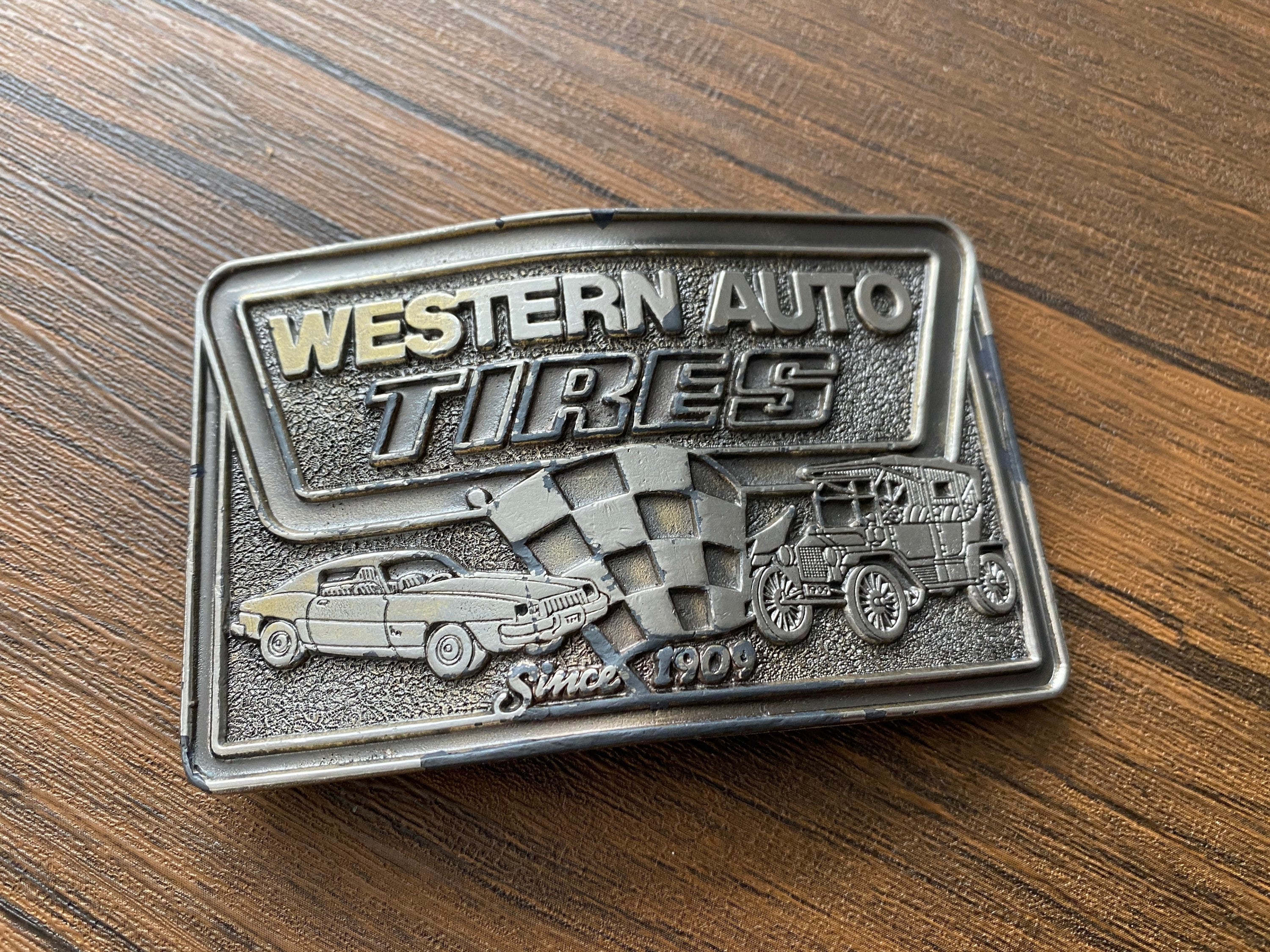 Western Auto Tires Vintage Belt Buckle