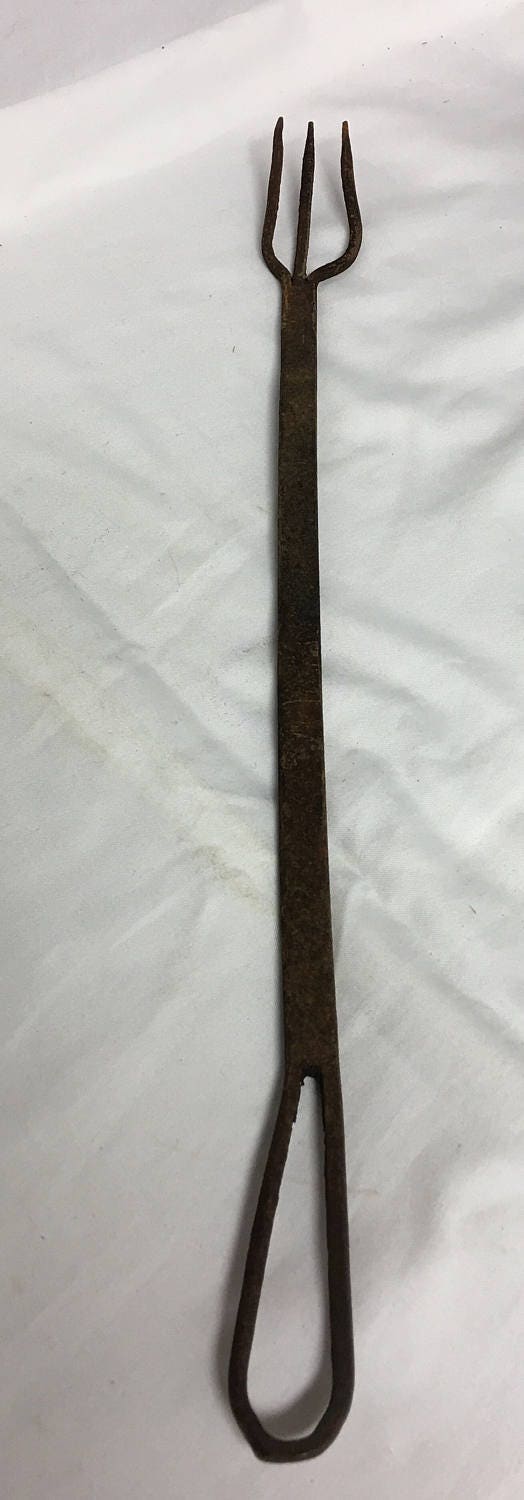 Vintage Hand Forged Long Handle Iron Fork