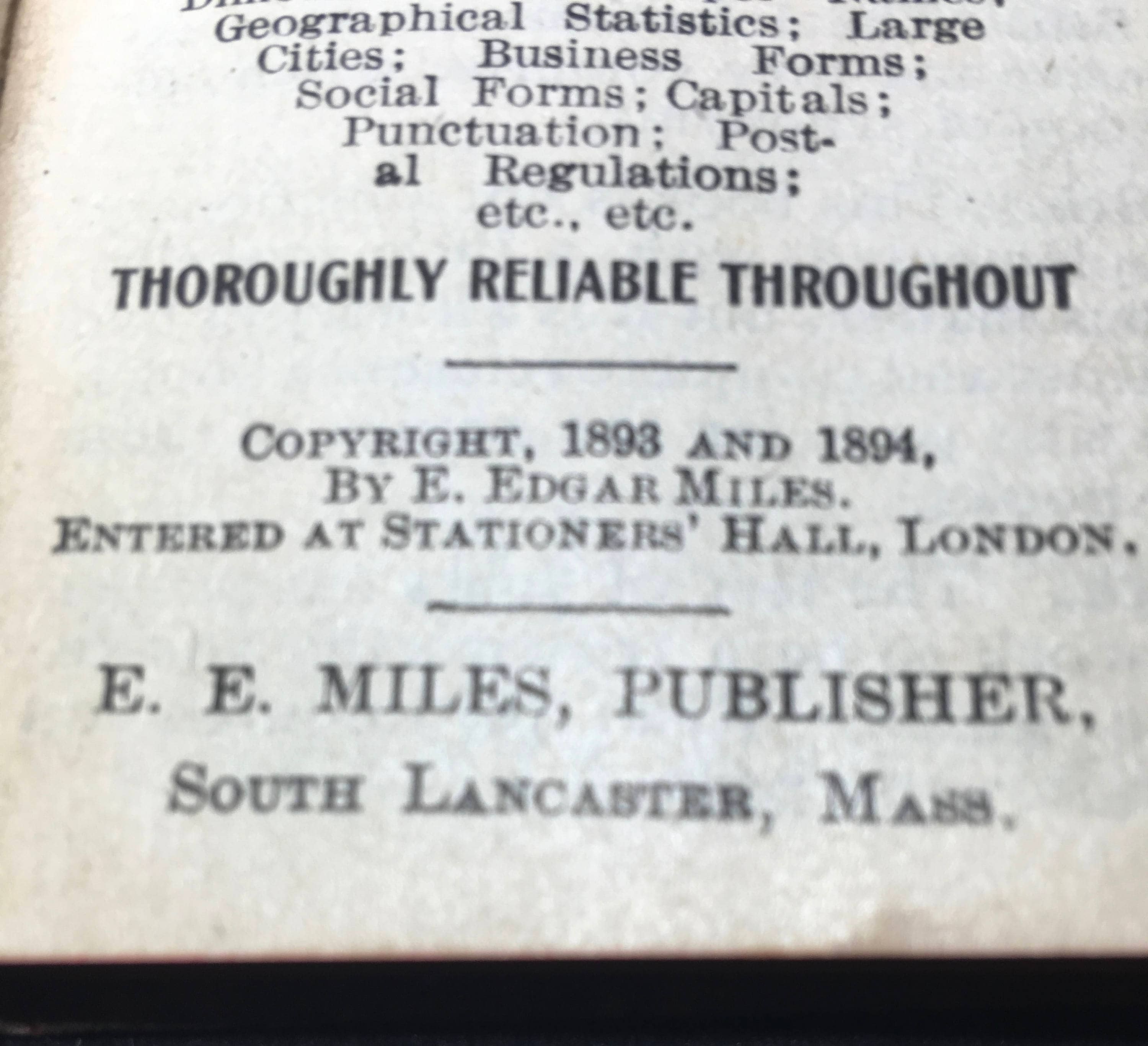 1893 Webster's Vest Pocket Library