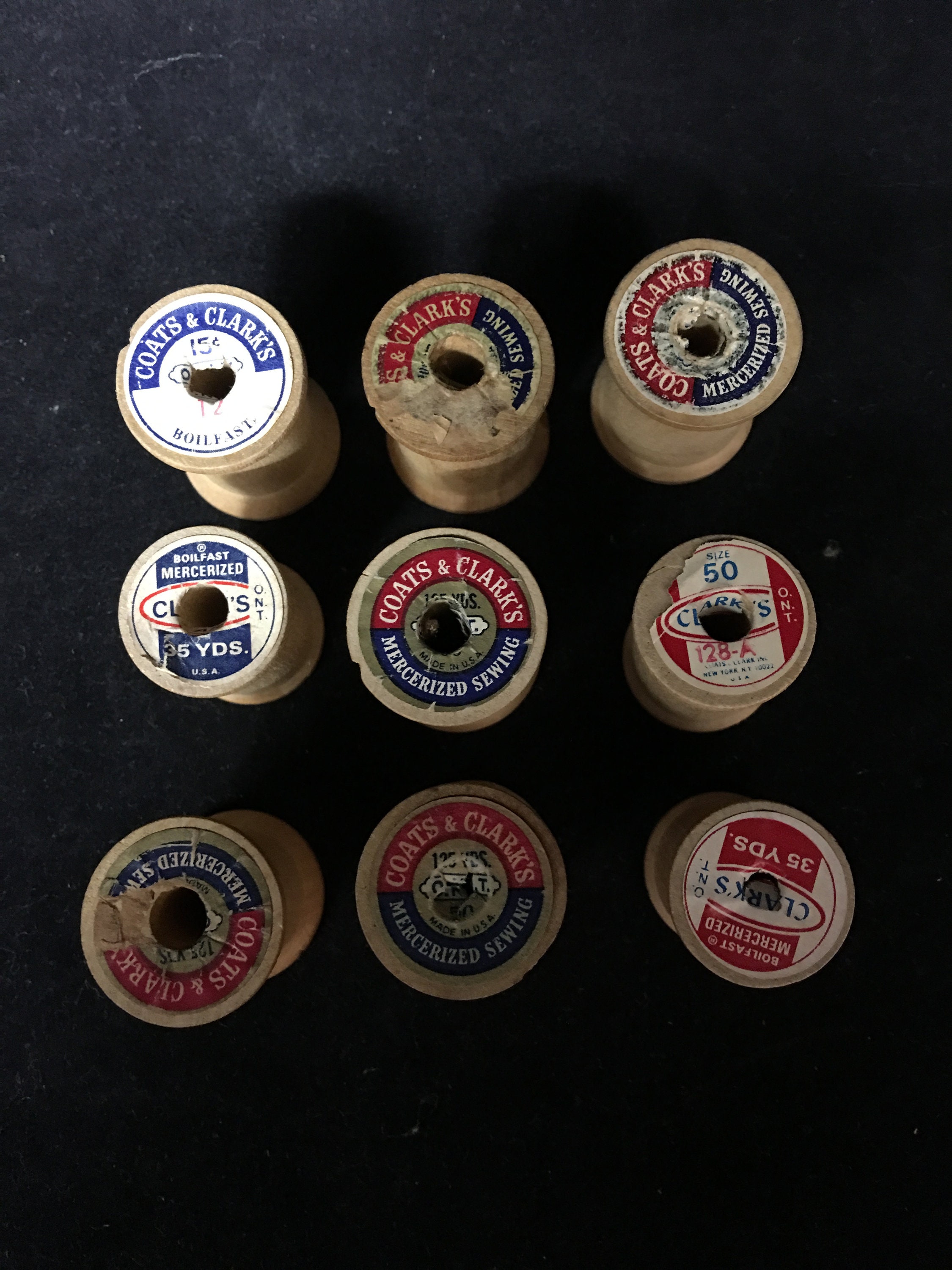 18 Vintage Coats & Clark's and Clark's Wooden Thread Spools