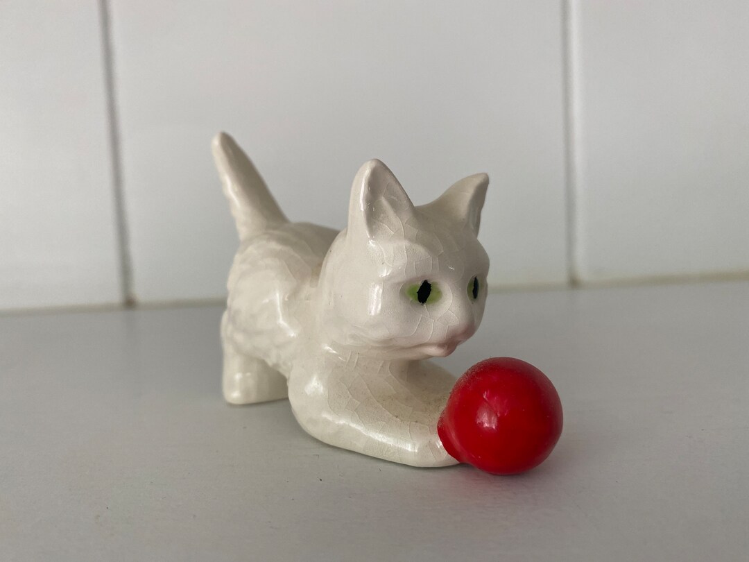 Goebel White Porcelain Cat With Green Eyes Vintage Figurine Made in ...