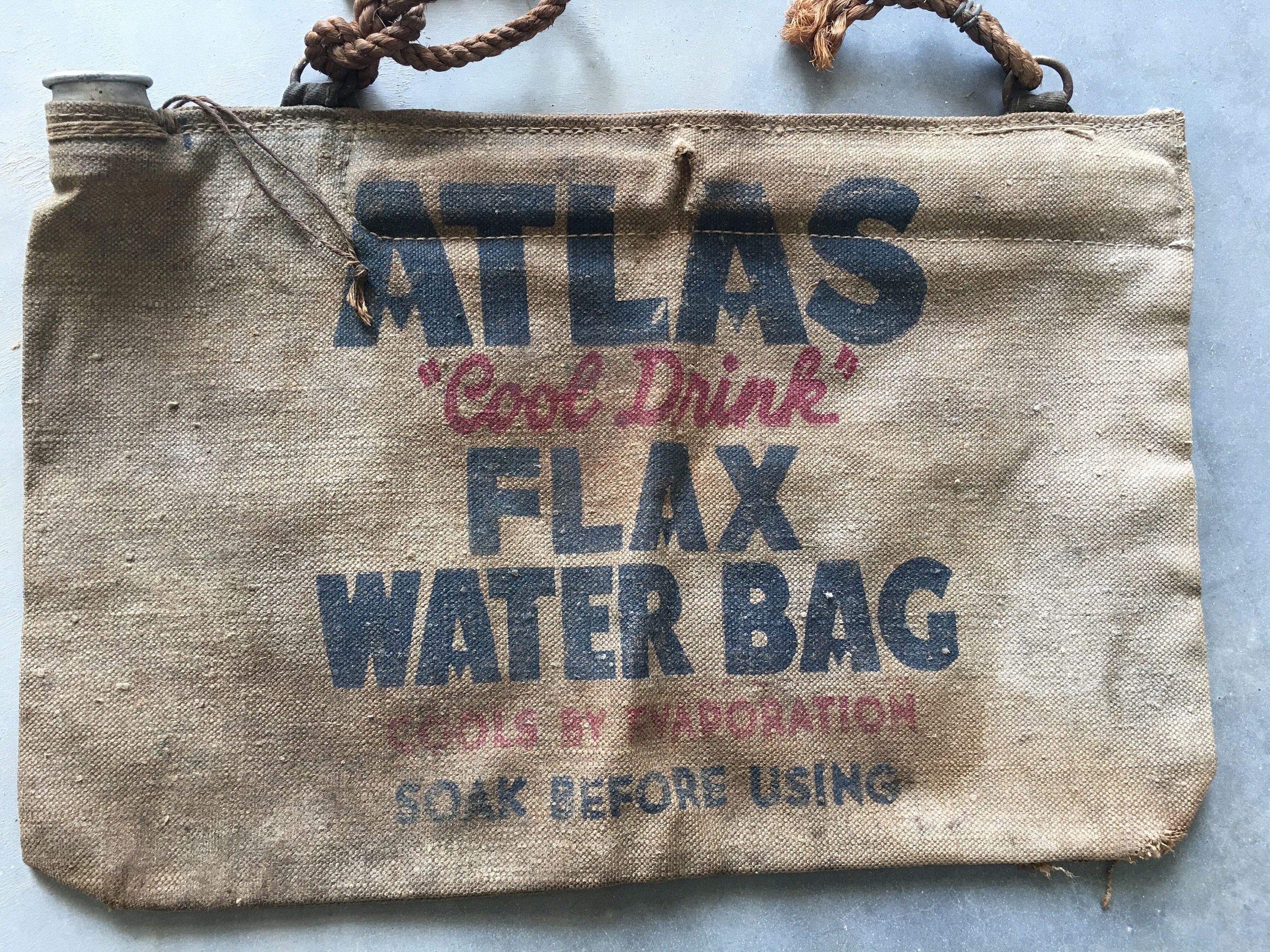Vintage Atlas Cool Drink Flax Water Bag