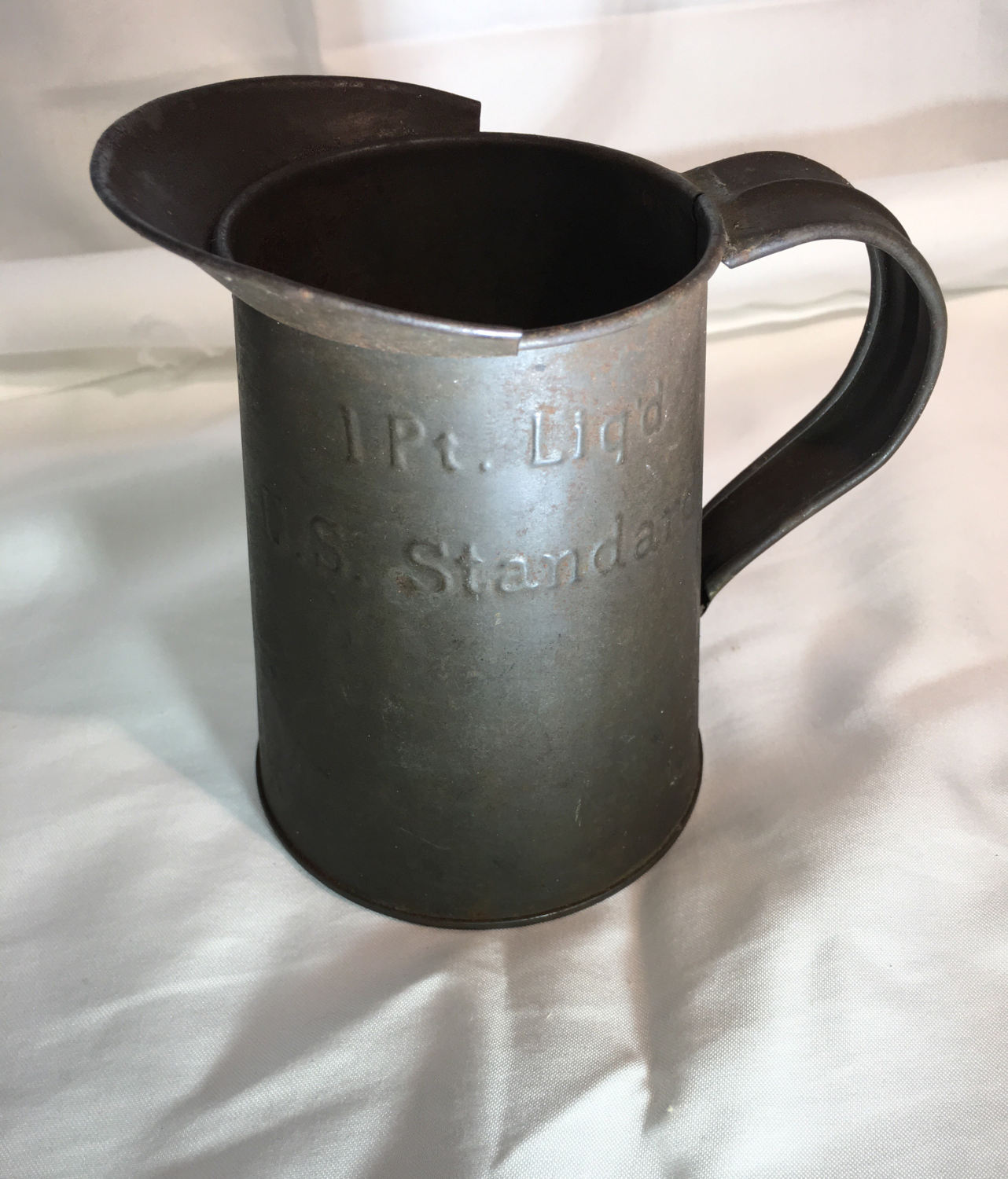 Vintage Stamped Small Tin Pitcher