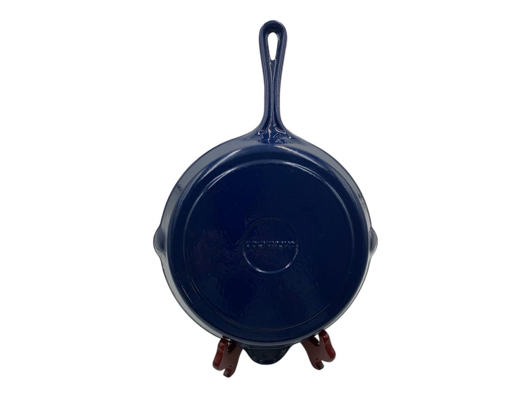 Blue Enamel Cast Iron Grill Skillet - Etsy