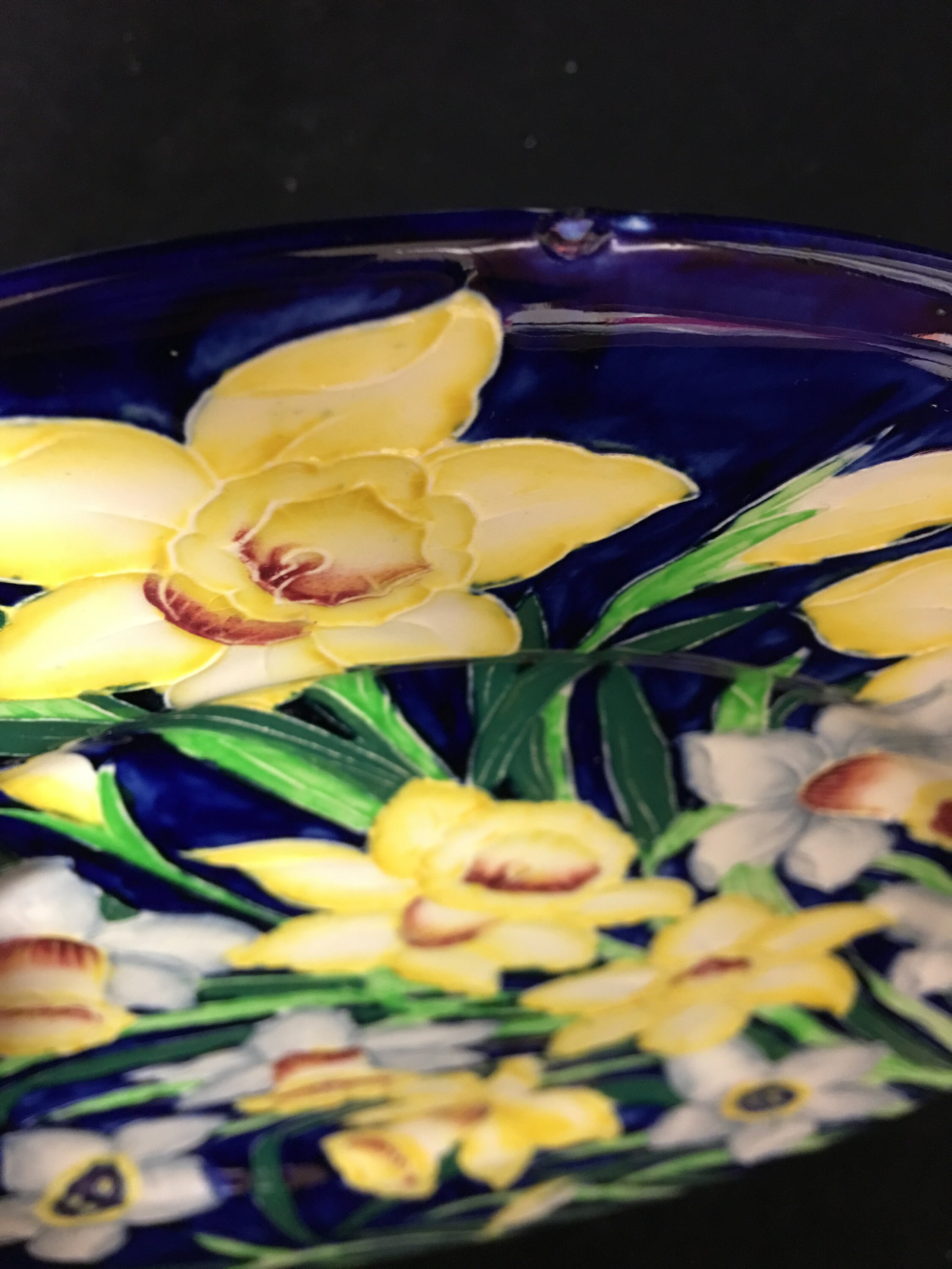 Vintage and Collectible Maling Pottery Platter, Daffodils #6349