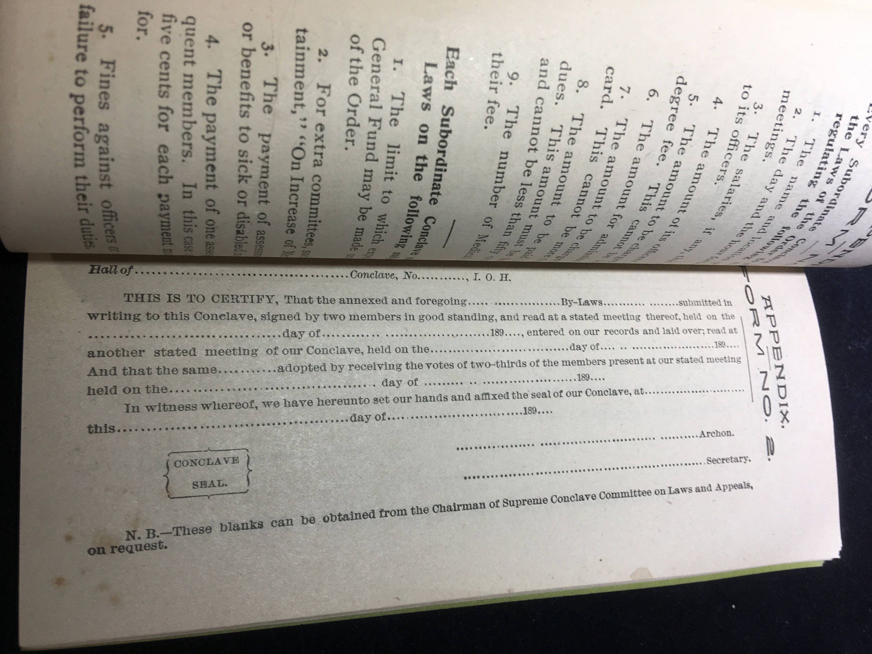 1897 Constitution and Laws of the Improved Order Heptasophs