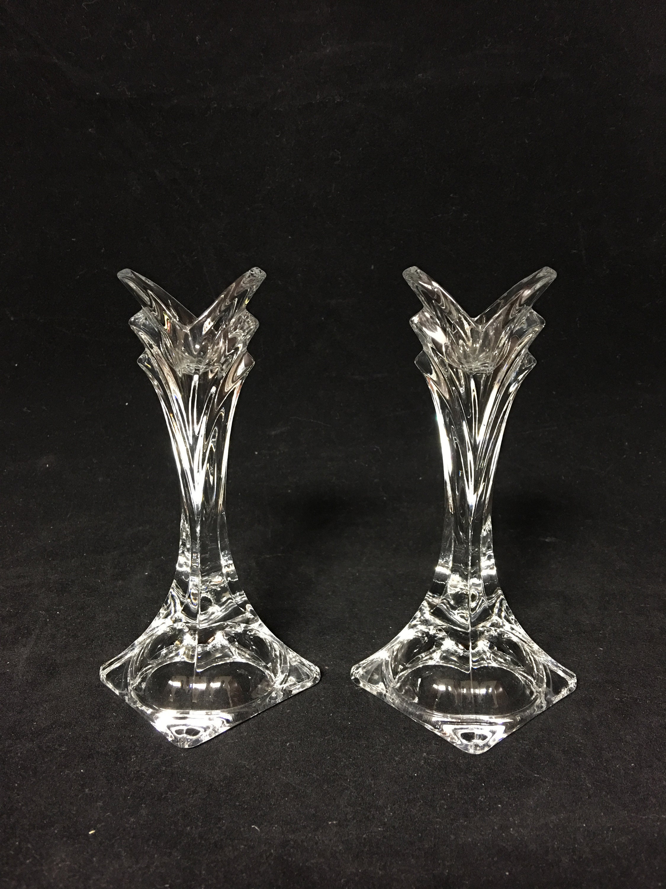 Vintage Pair of Small Crystal Candlesticks