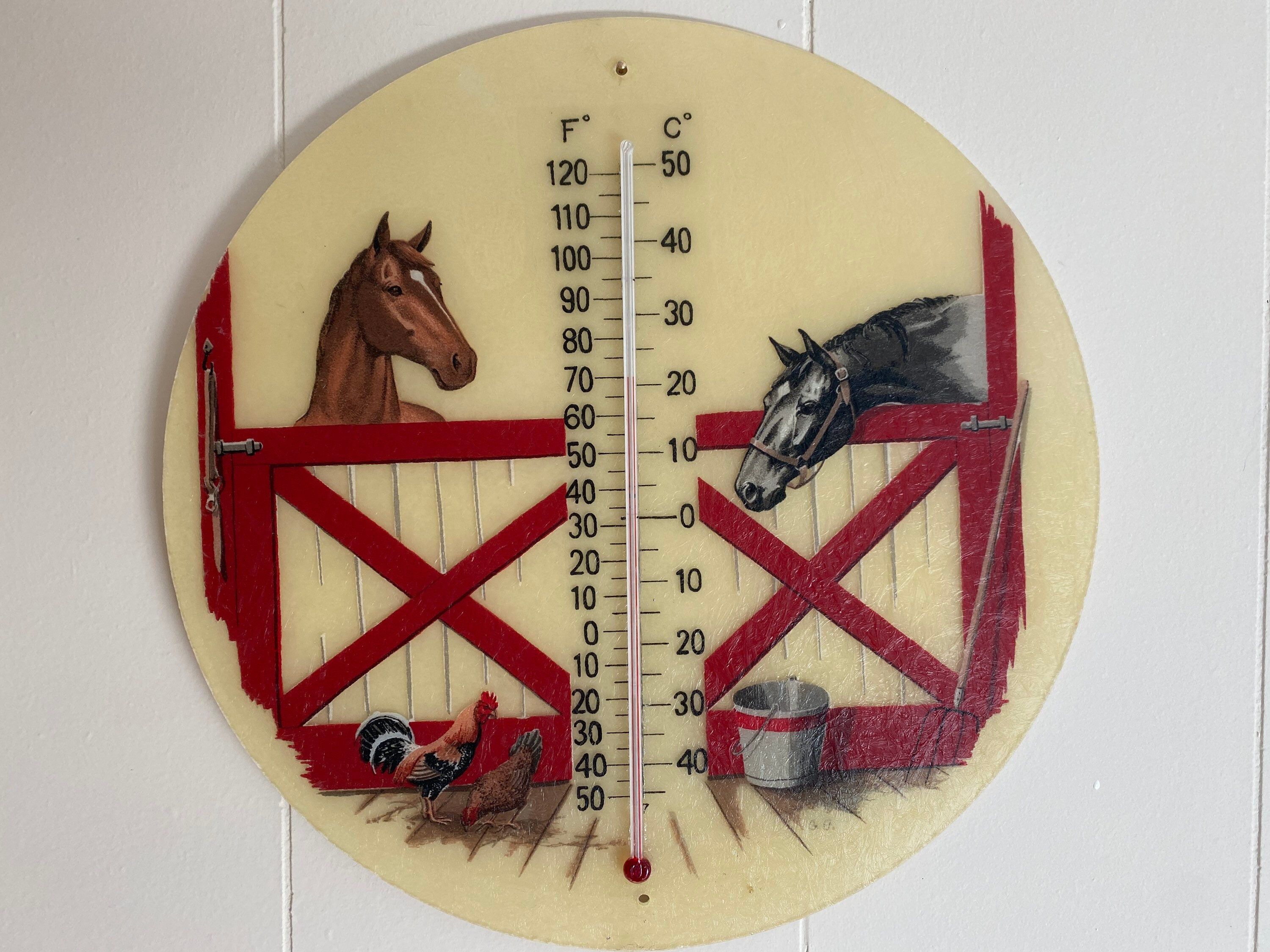 Farmhouse Horse and Barn Decor Large Wall Thermometer