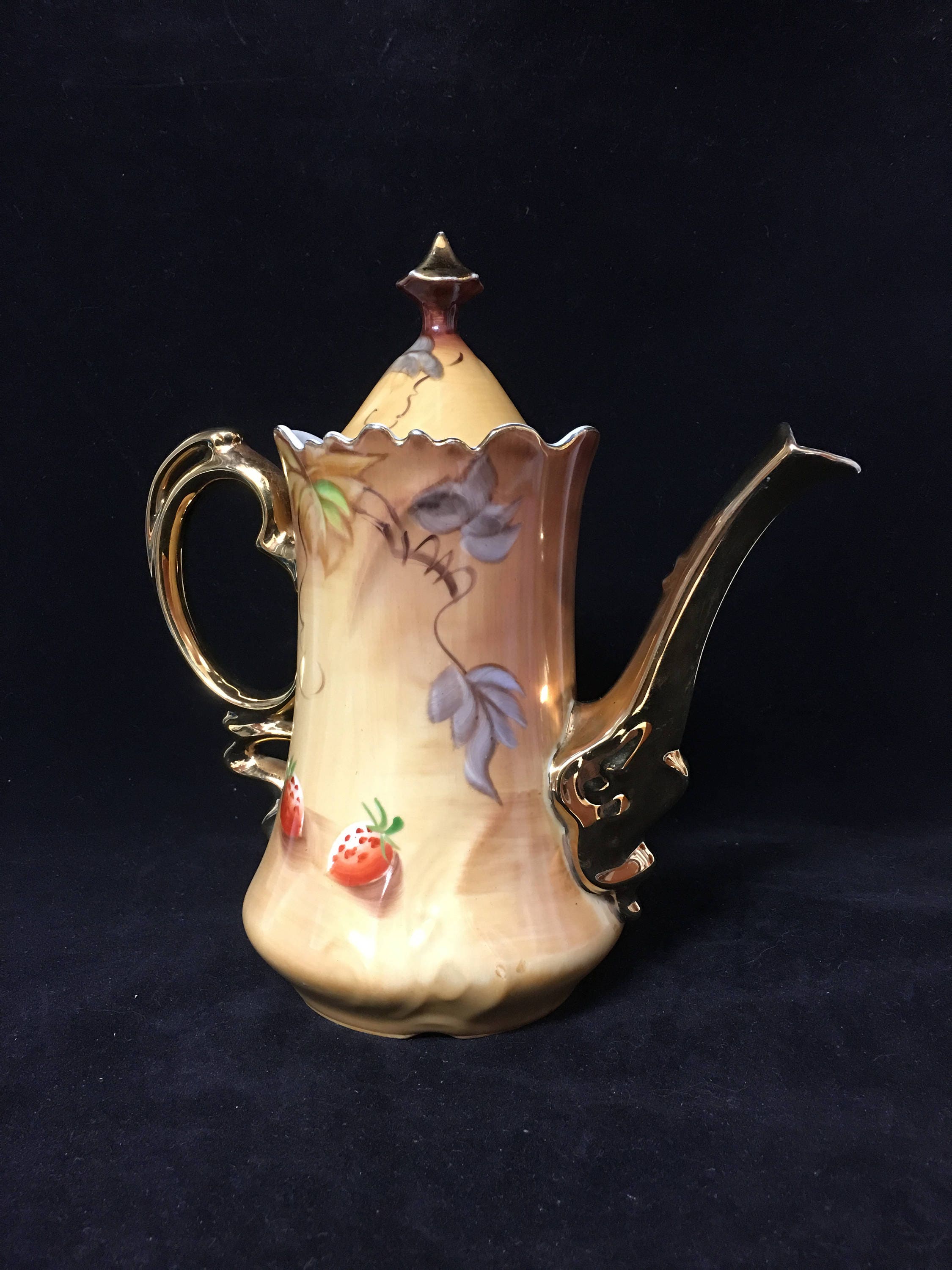 Lefton Hand-Painted Coffee/Tea Pot and Creamer NE20591