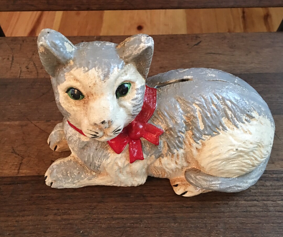 Cast Iron Sitting /laying Cat Bank - Etsy
