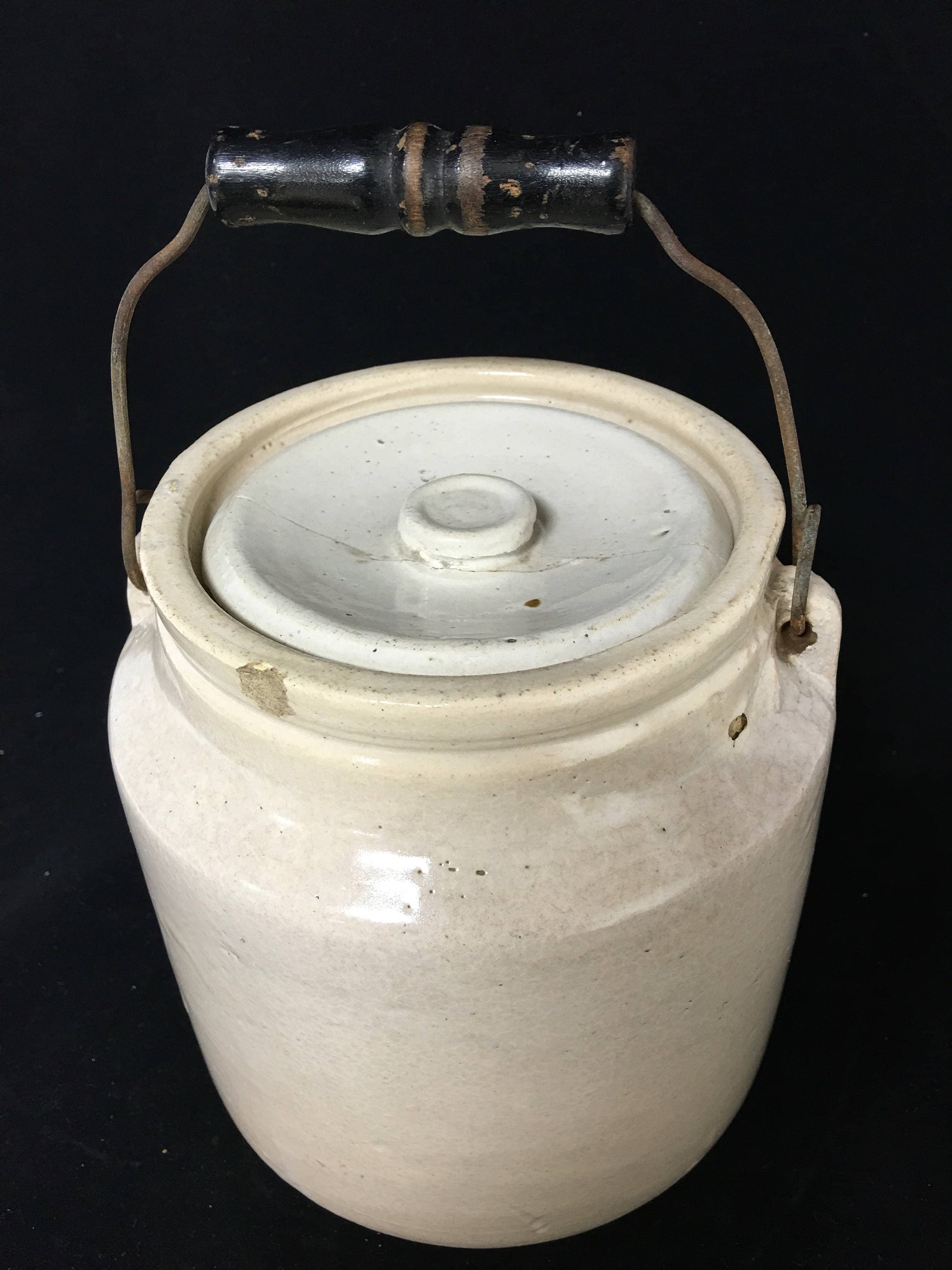 Antique 1800s Lidded Crock