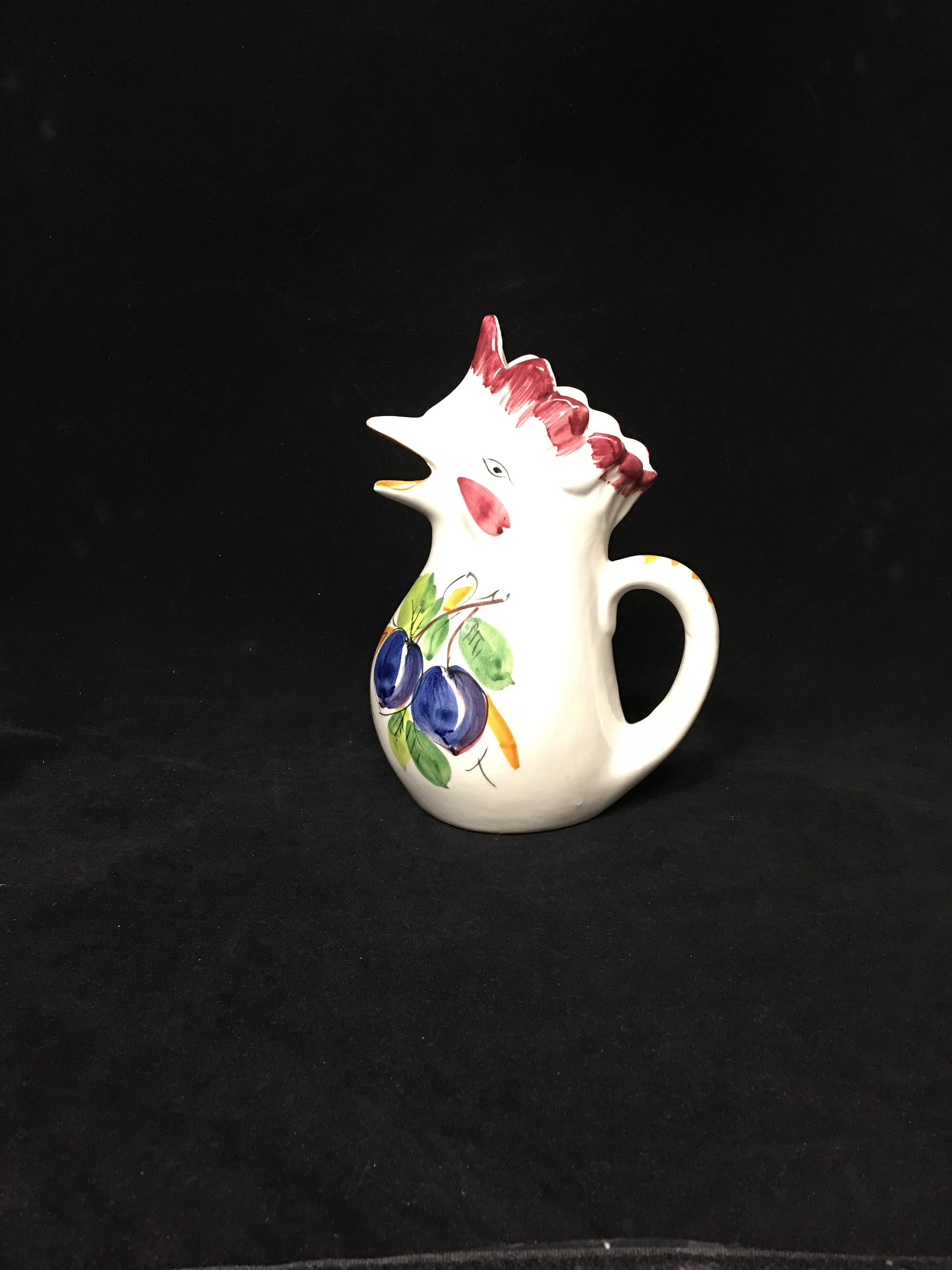 Vintage Italian Hand Painted Pottery Country Rooster Pitcher