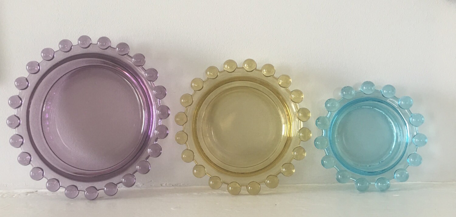 Colored Candlewick Nesting Ashtrays/Coasters/Trinket Holders