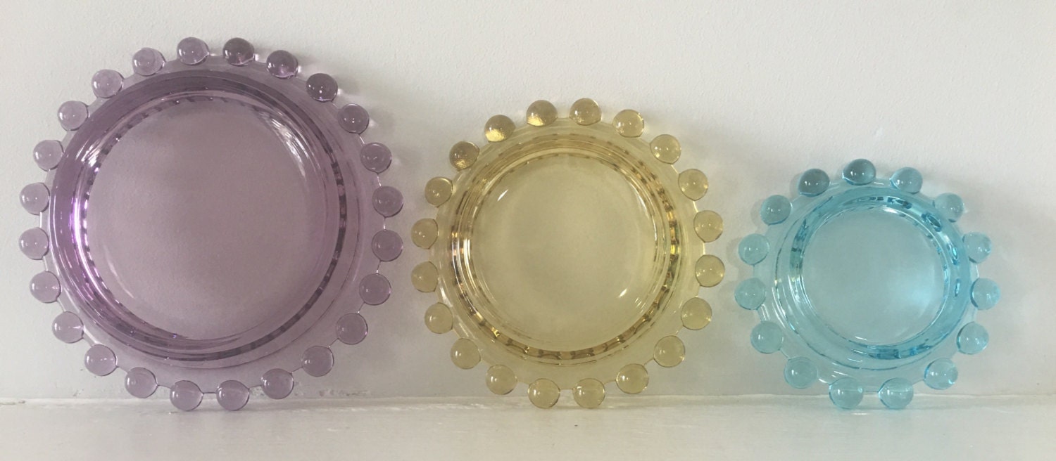 Colored Candlewick Nesting Ashtrays/Coasters/Trinket Holders