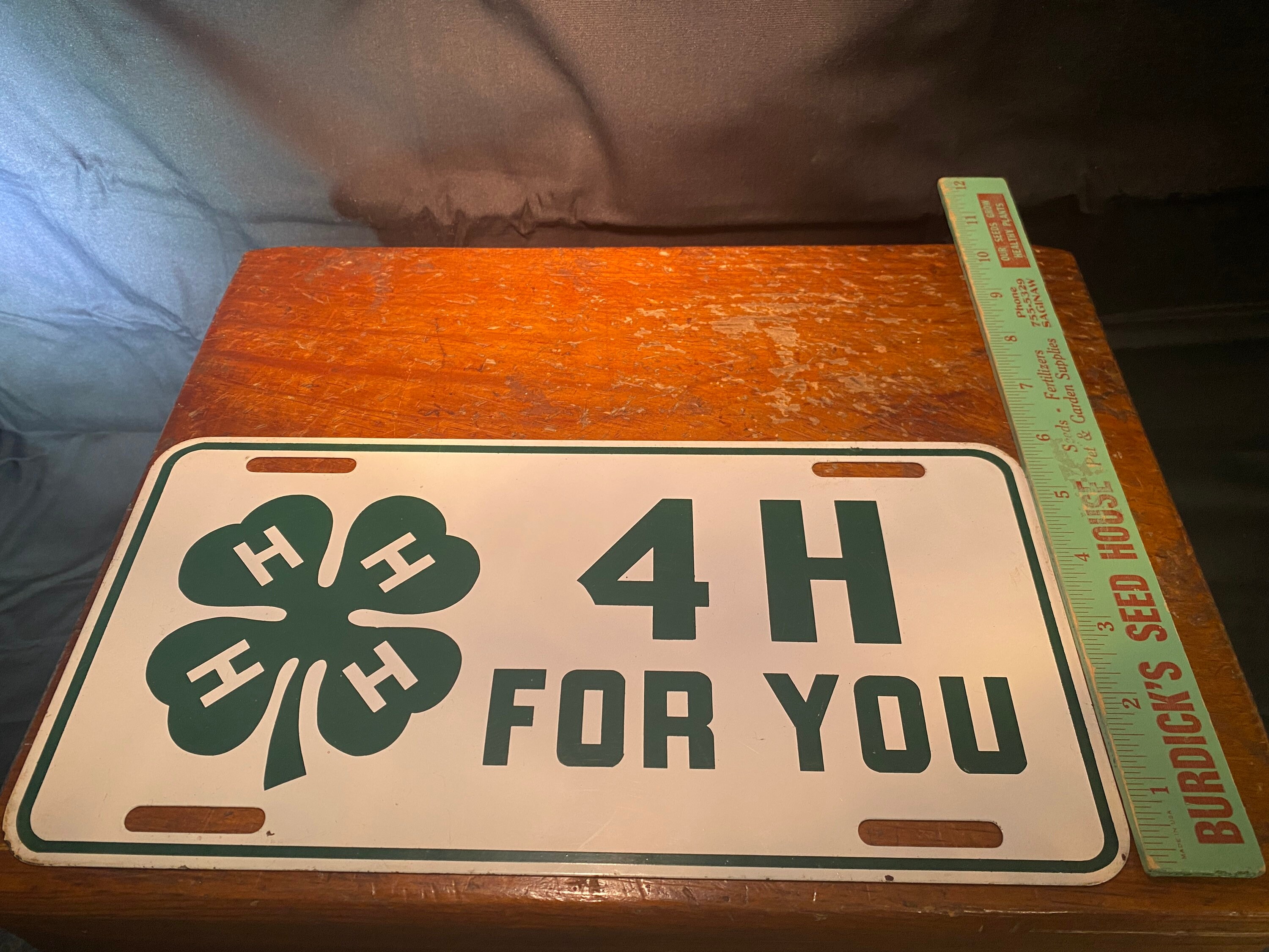 Vintage 4H Club License Plate