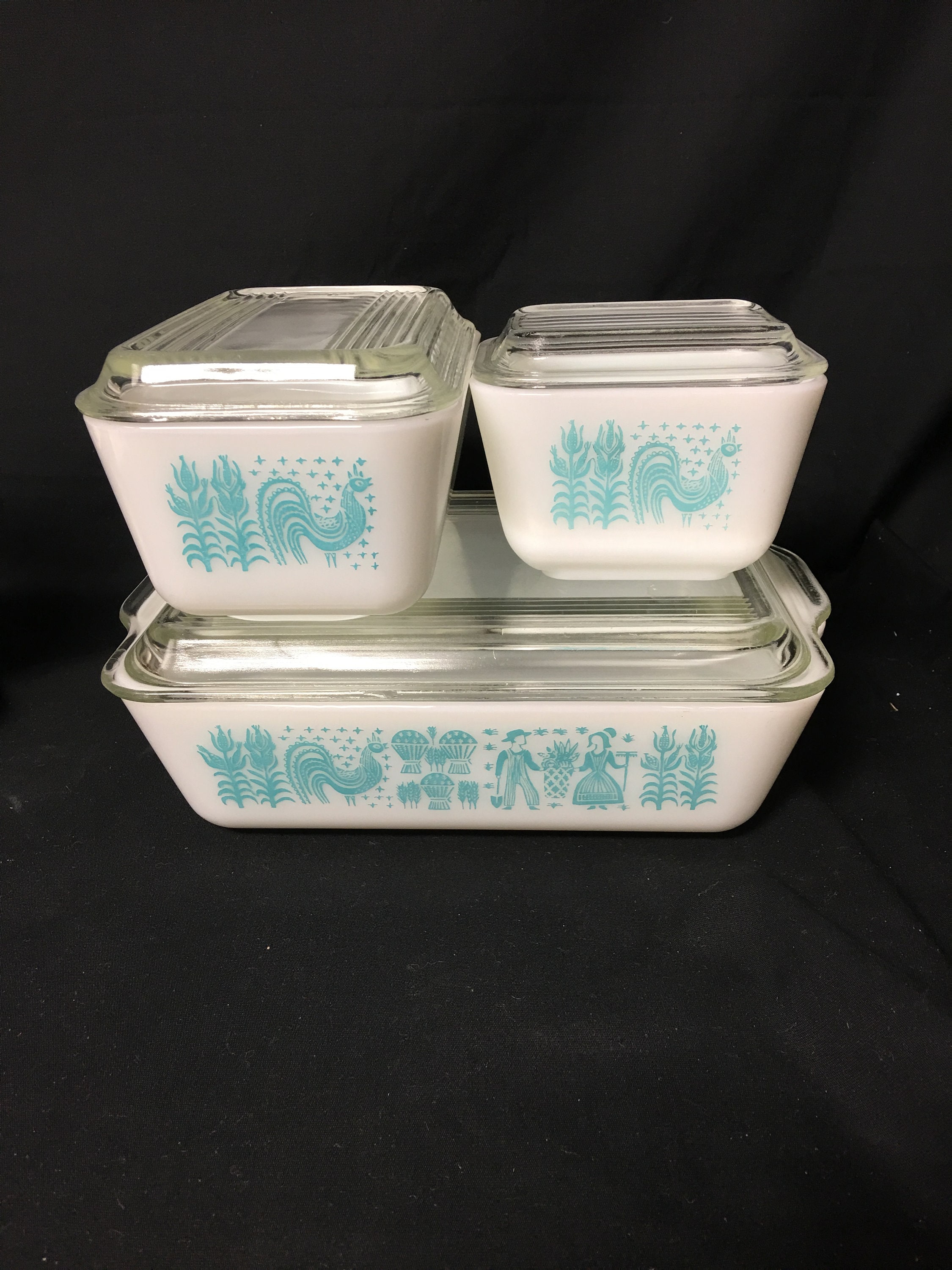Vintage Lidded Pyrex Butterprint 3 Pieces