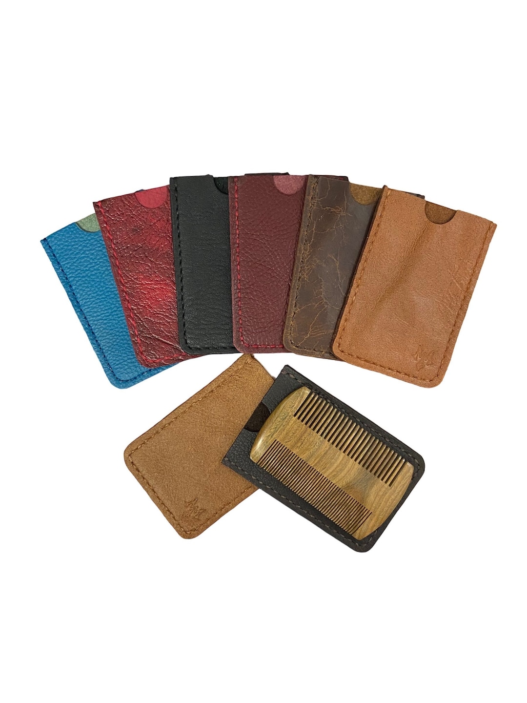 Leather Beard Comb Case, Double Sided Comb Case, Recycled Leather ...