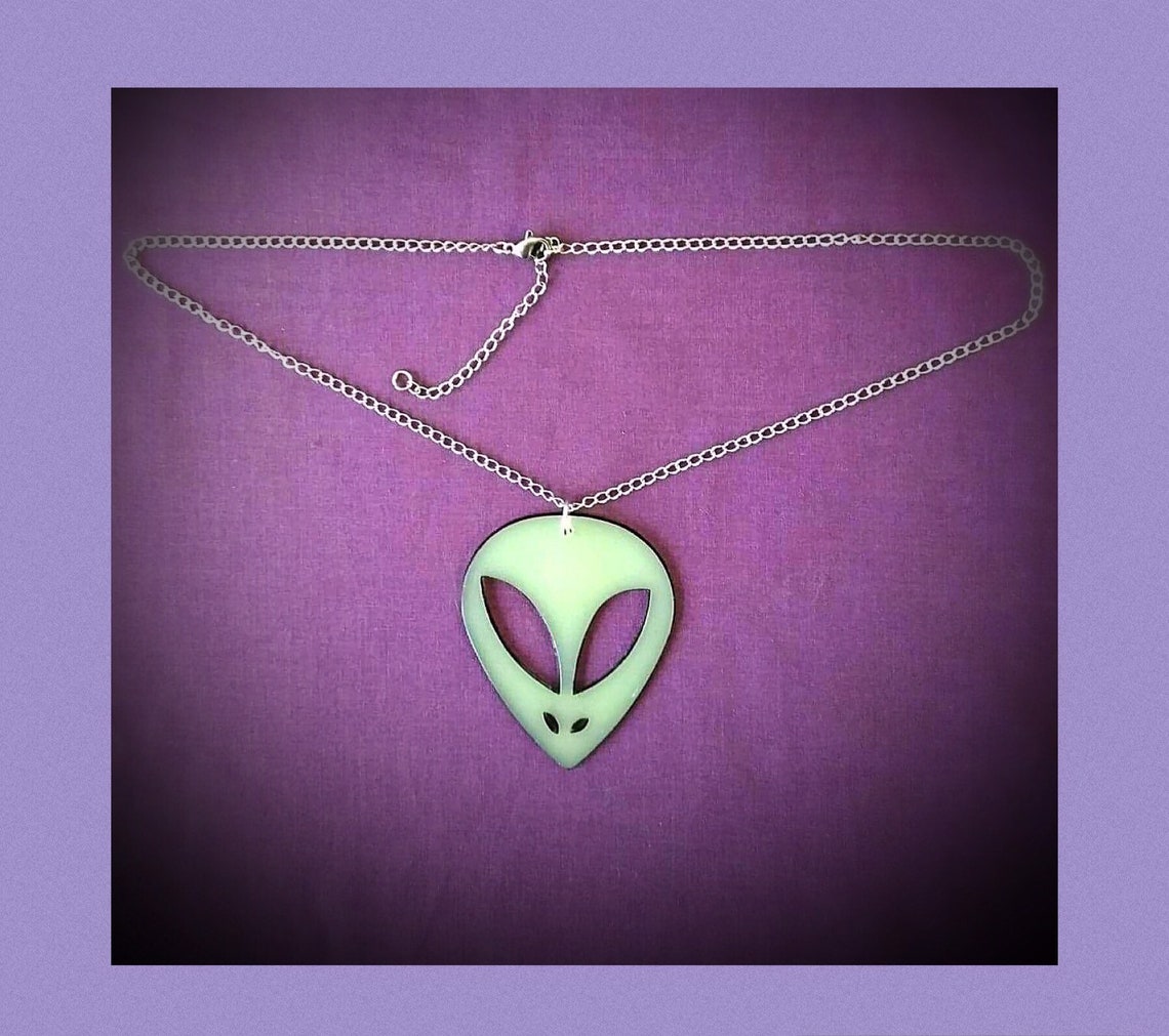 Alien Necklace Alien Jewellery. Glow in the Dark Necklace - Etsy