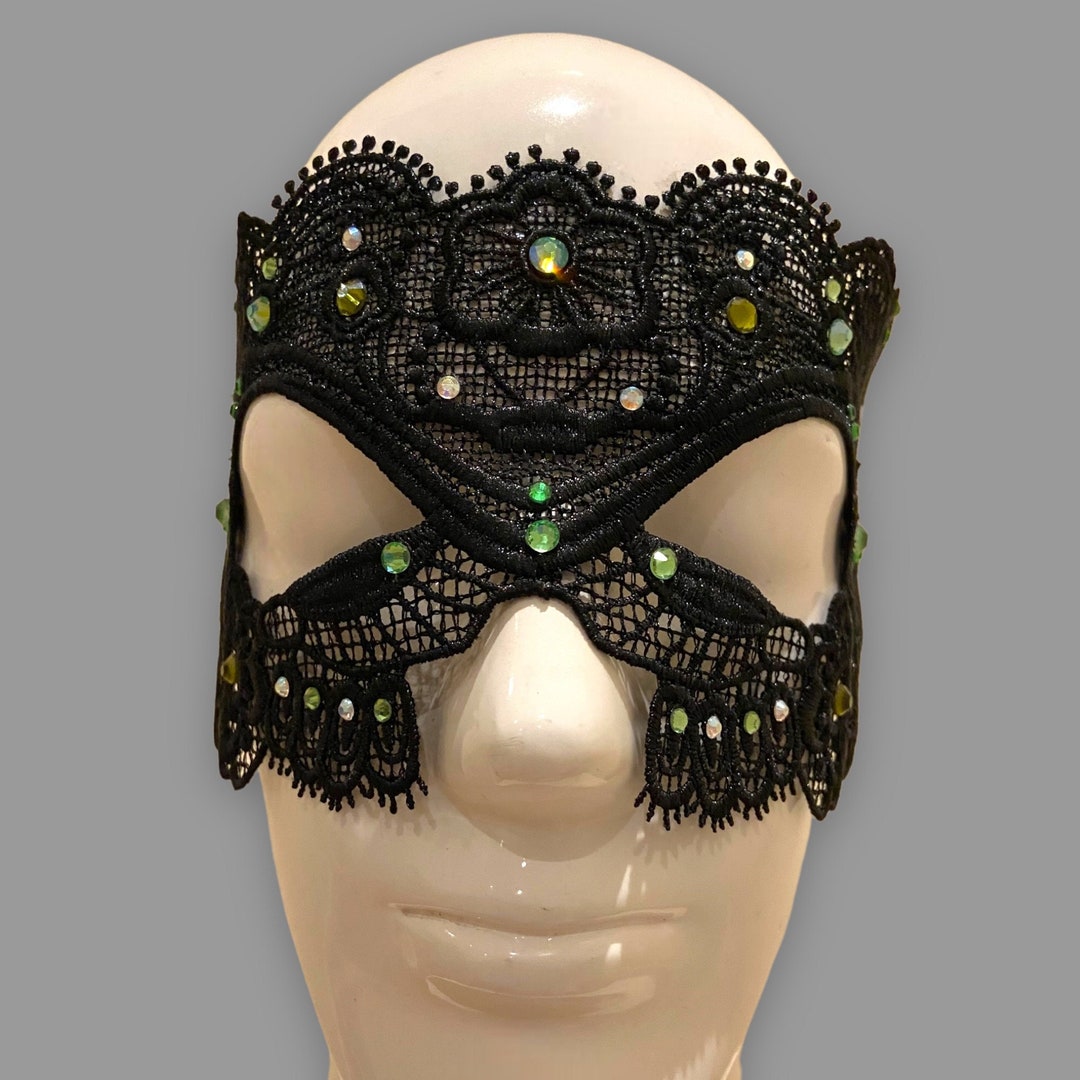 Black Lace Mask Black Masquerade Ball Mask Jewelled - Etsy