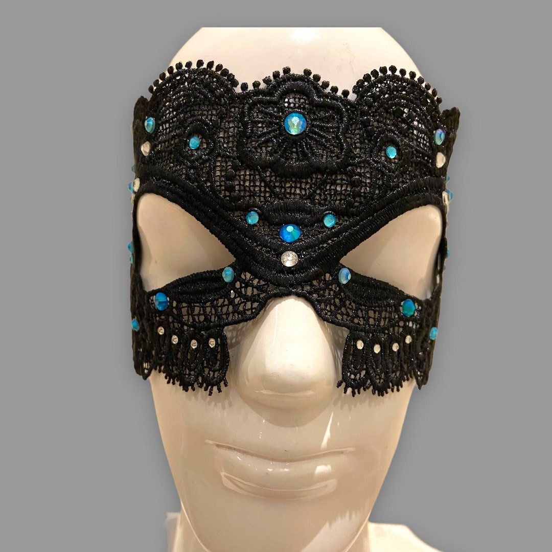 Black Lace Mask, Black Masquerade Ball Mask, Jewelled Masquerade Mask ...