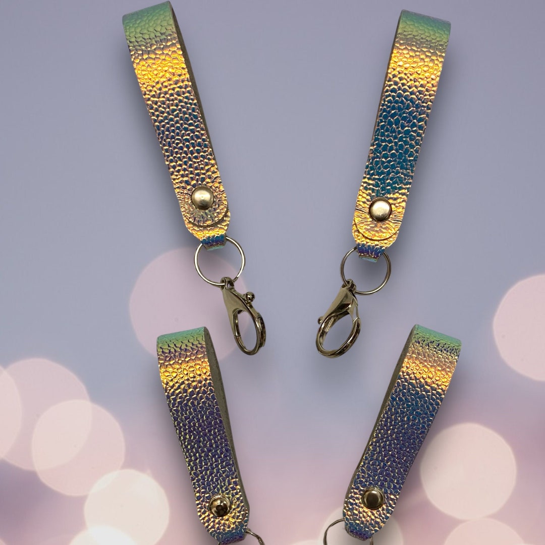 Iridescent Mermaid Leather, Belt Loop Keyring, Quality Leather Keychain ...
