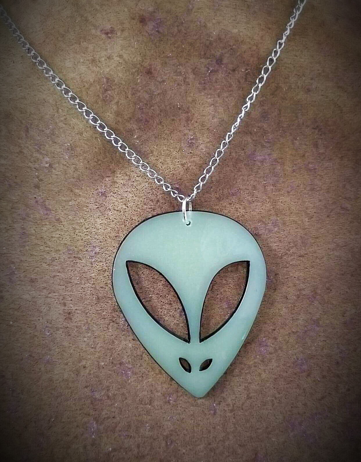 Alien Necklace Alien Jewellery. Glow in the Dark Necklace - Etsy