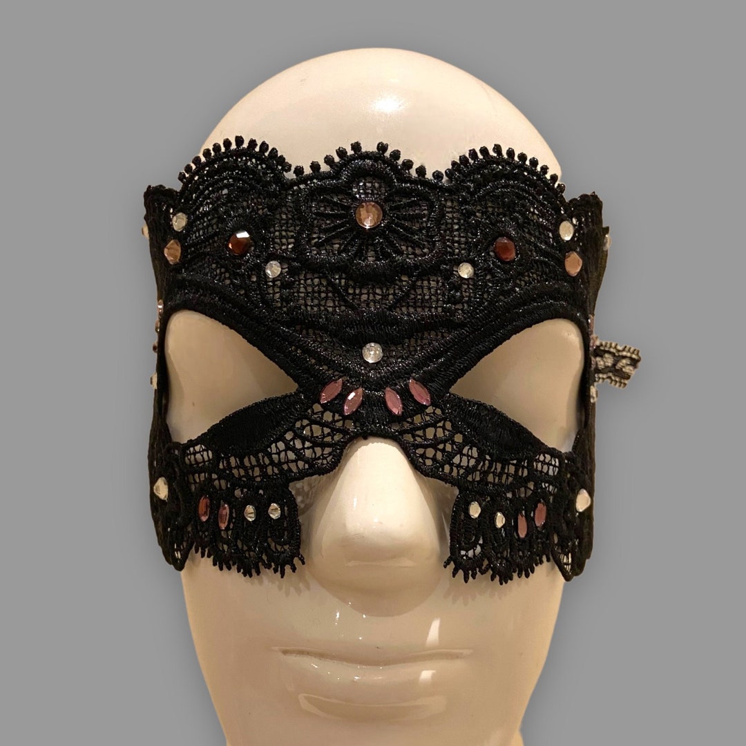 Black Lace Mask, Black Masquerade Ball Mask, Jewelled Masquerade Mask ...