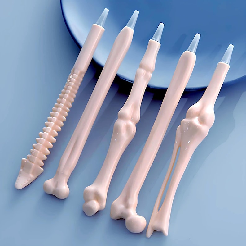 Bone and Spine Shaped Ballpoint Pen, Set of 5, Novelty Fun Stationery ...