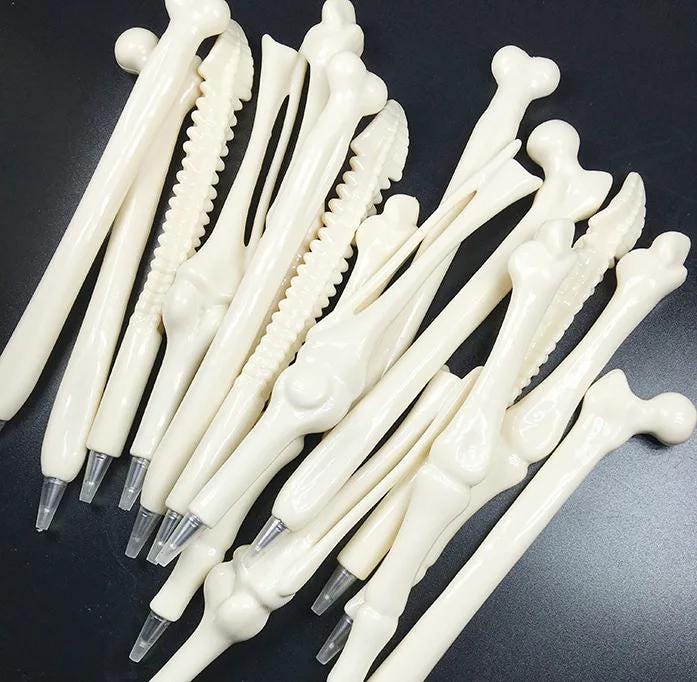 Bone and Spine Shaped Ballpoint Pen, Set of 5, Novelty Fun Stationery ...