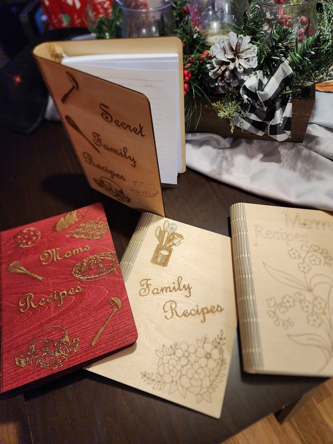 Customized Wood Laser Cut and Engraved Recipe Book. - Etsy