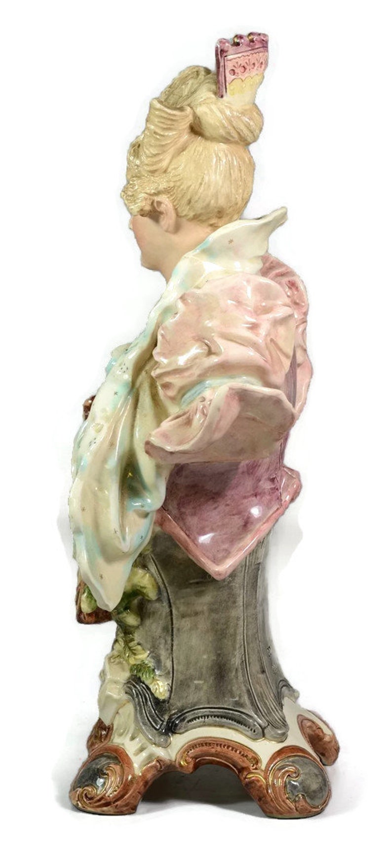 Urbach Bros. German Majolica Bust 16 of Lady With Mandolin - Etsy