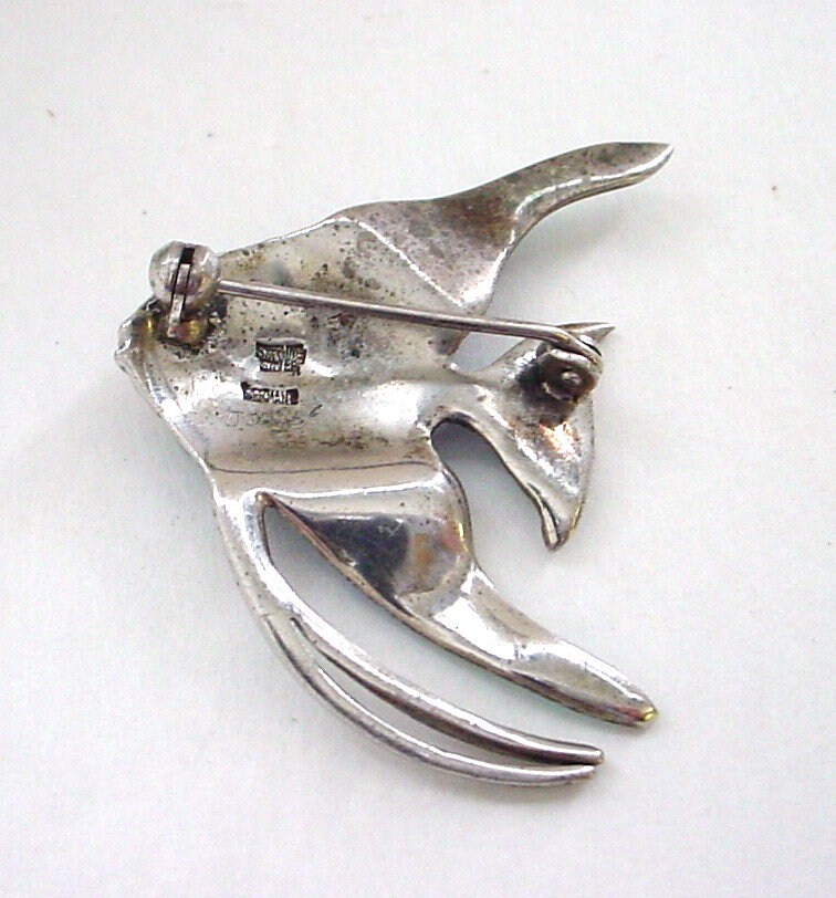 Angel Fish Pin of German Enamel on Sterlng With Marcasites - Etsy