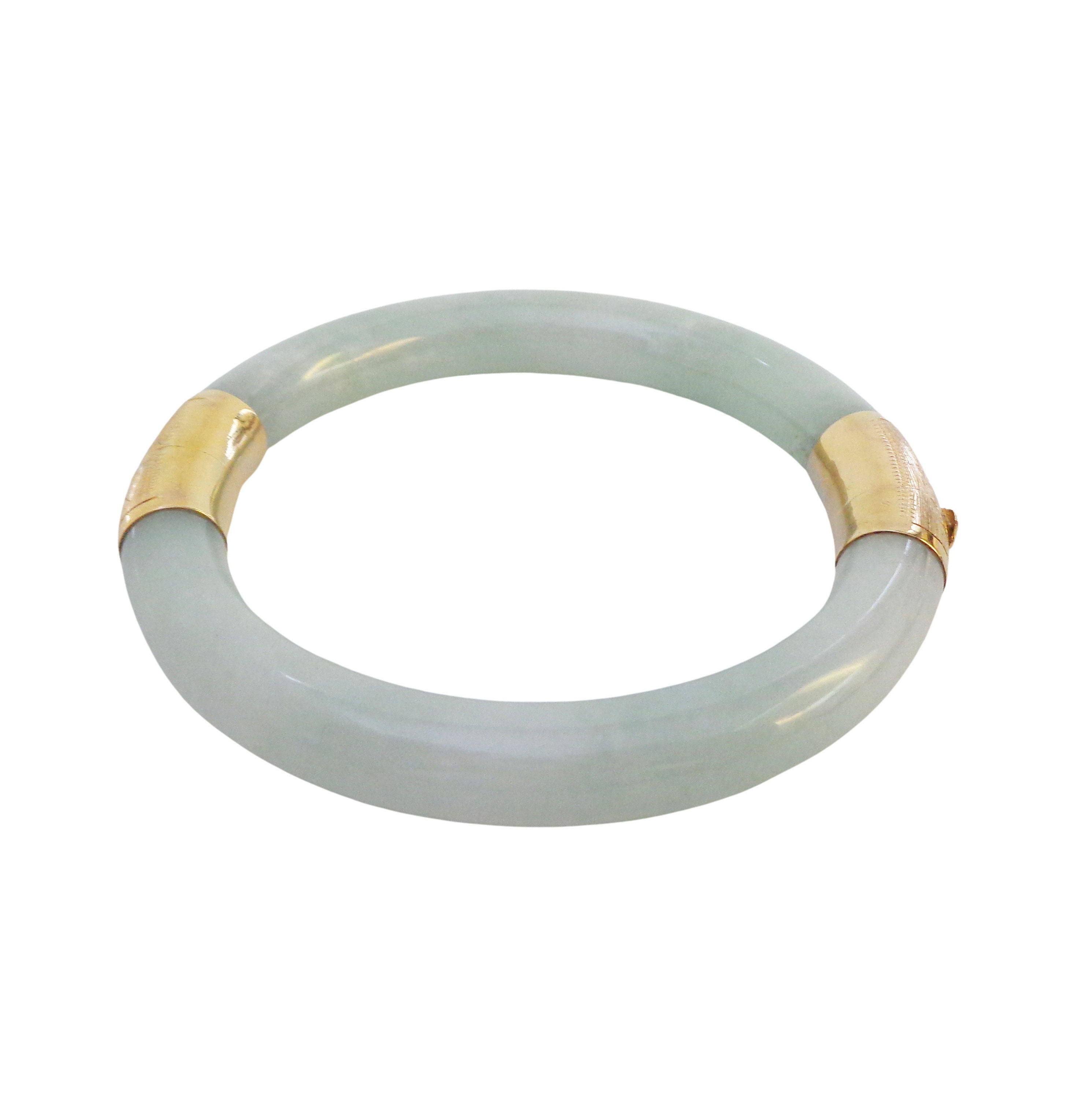 14K Gold and Jade Hinged Bangle Bracelet - Etsy