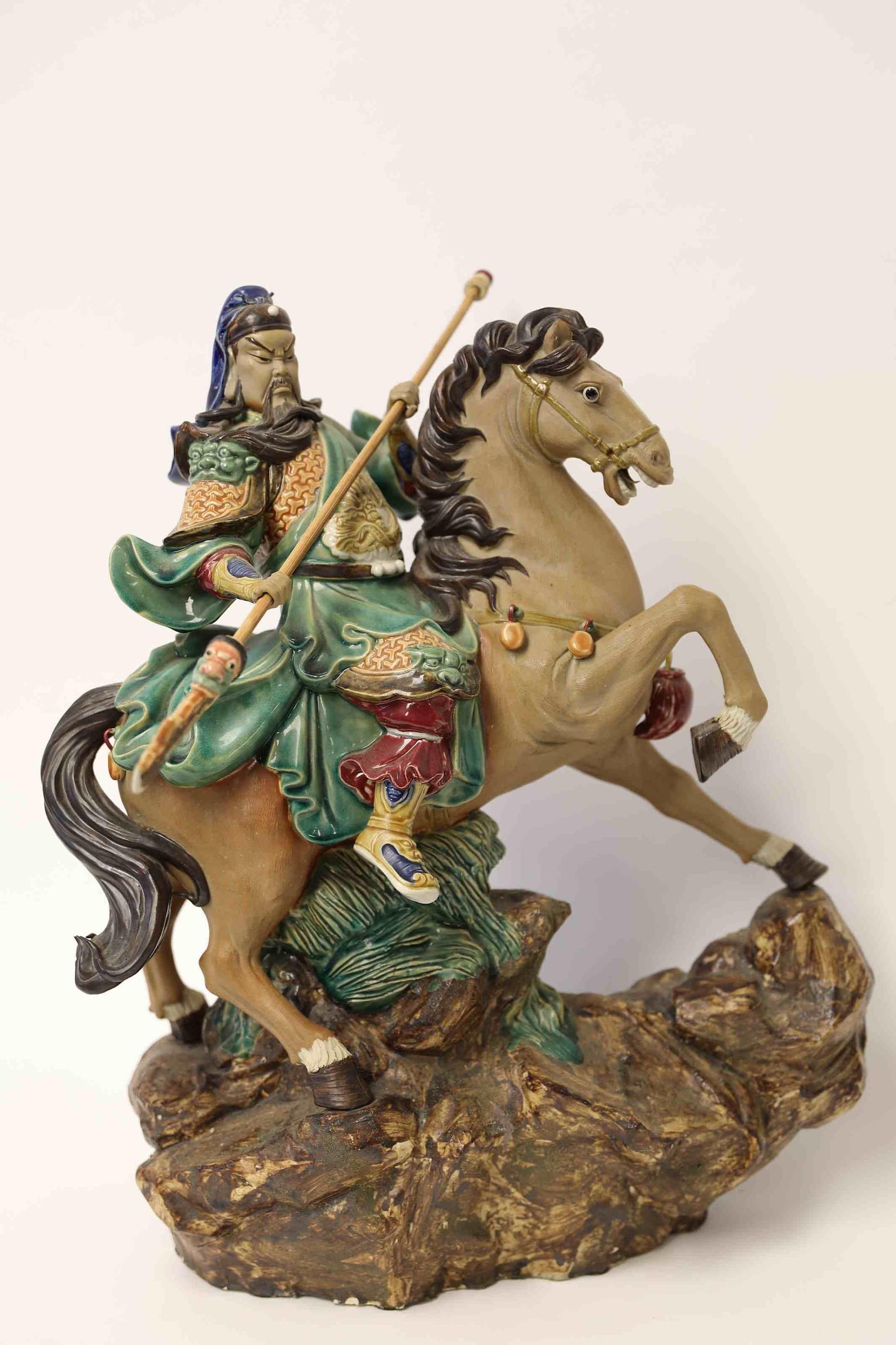 REDUCED!!!! 25" X 26" Shiwan Dynamic Chinese Warrior on Horse With Long ...