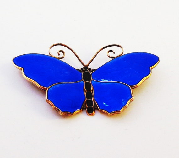 David-Andersen Norway Large Butterfly Pin in Cobalt B… - Gem