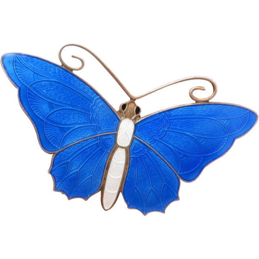 Enamel on Sterling Big Brilliant Blue Butterfly Pin From Norway - Etsy