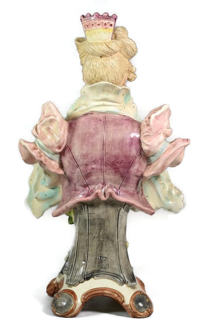 Urbach Bros. German Majolica Bust 16" of Lady With Mandolin - Etsy