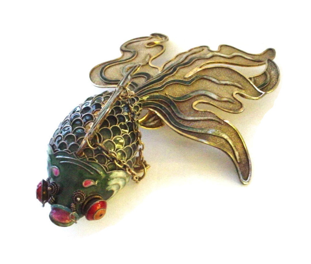 Giant 7 Articulated Chinese Fish Enamel on Sterling Koi - Etsy