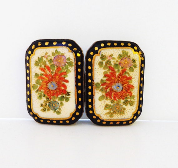 Antique Satsuma Hand Painted Belt Buckle - Etsy