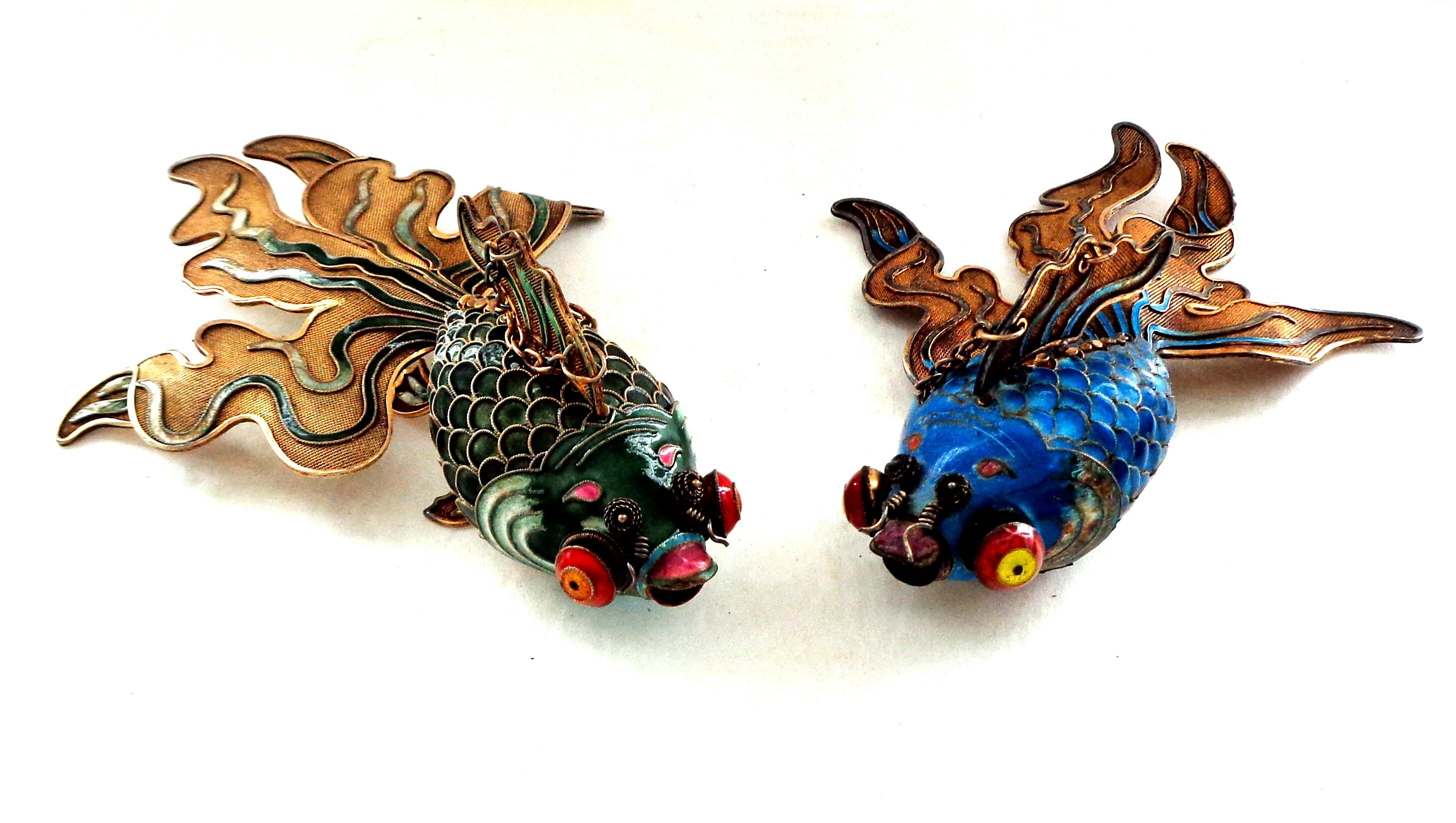Giant 7 Articulated Chinese Fish Enamel on Sterling Koi - Etsy