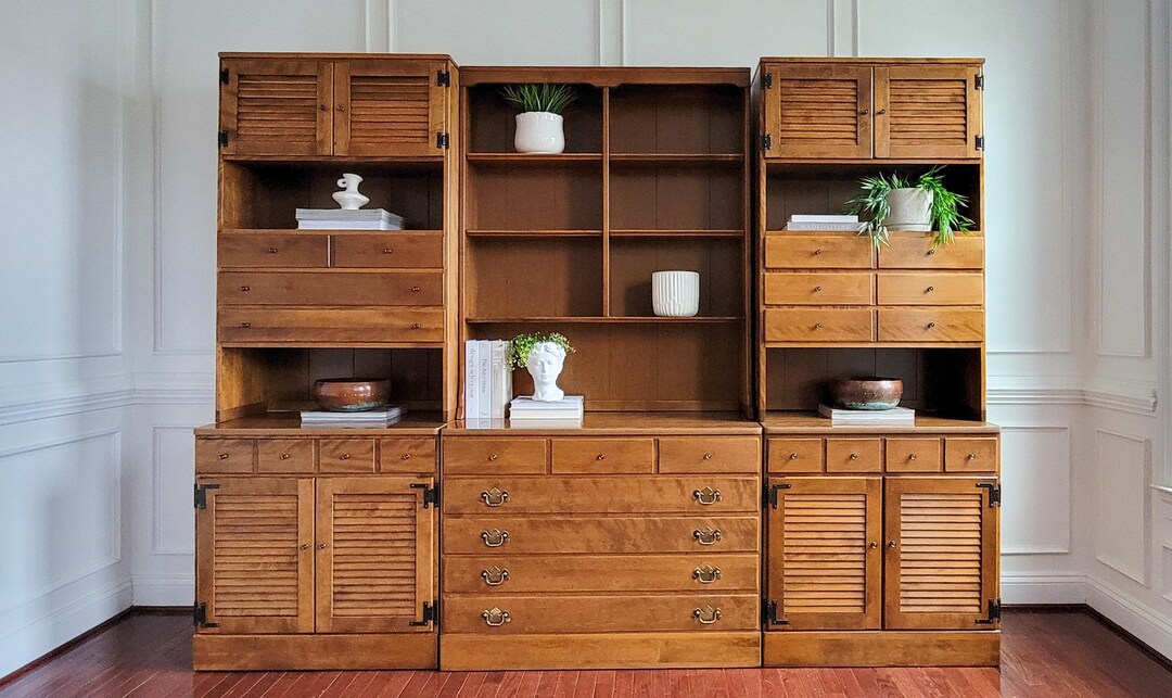 Ethan Allen Maple Wall Unit - Bookcase, Desk, Hutch, Drawers. Heirloom ...