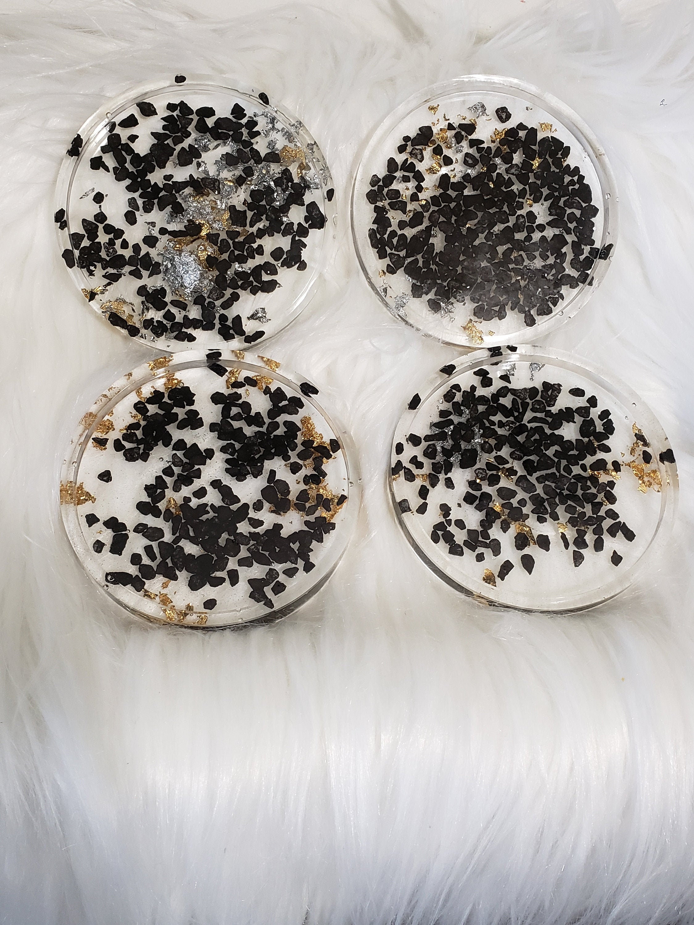 Luxury Coaster Set, 4 Piece Coaster Set, Resin Coaster, Gold Foil ...