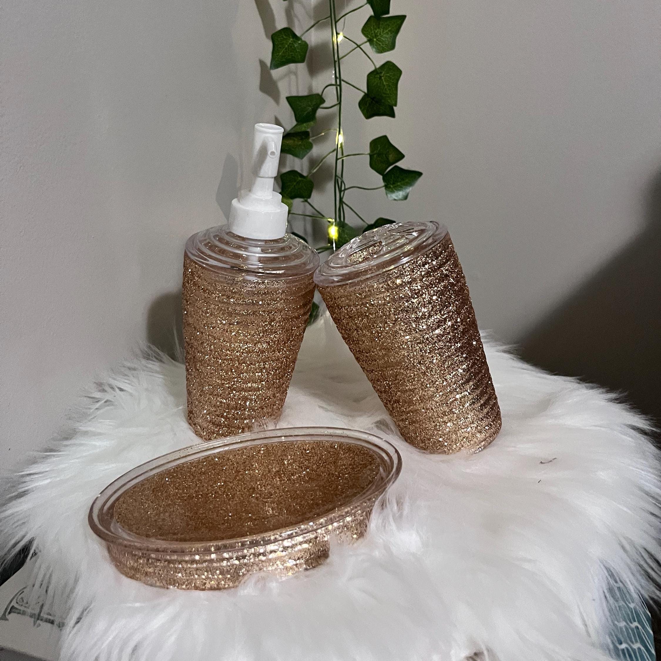 3piece Gold Unique Bathroom Set Gold Bling Bathroom Accessories-bling ...