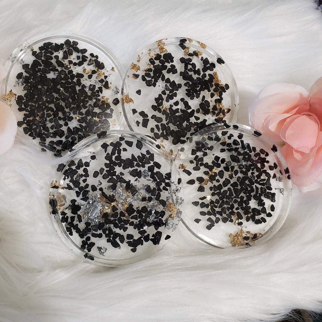 Luxury Coaster Set, 4 Piece Coaster Set, Resin Coaster, Gold Foil ...