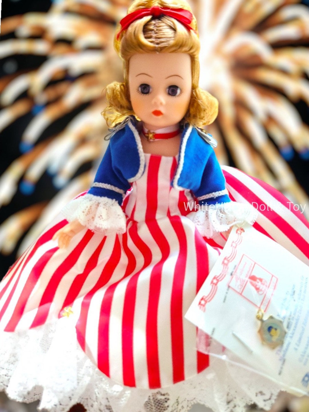 Madame Alexander Miss Liberty Doll With Pin Usa Fourth Of July America Doll Madc 1991 Box And