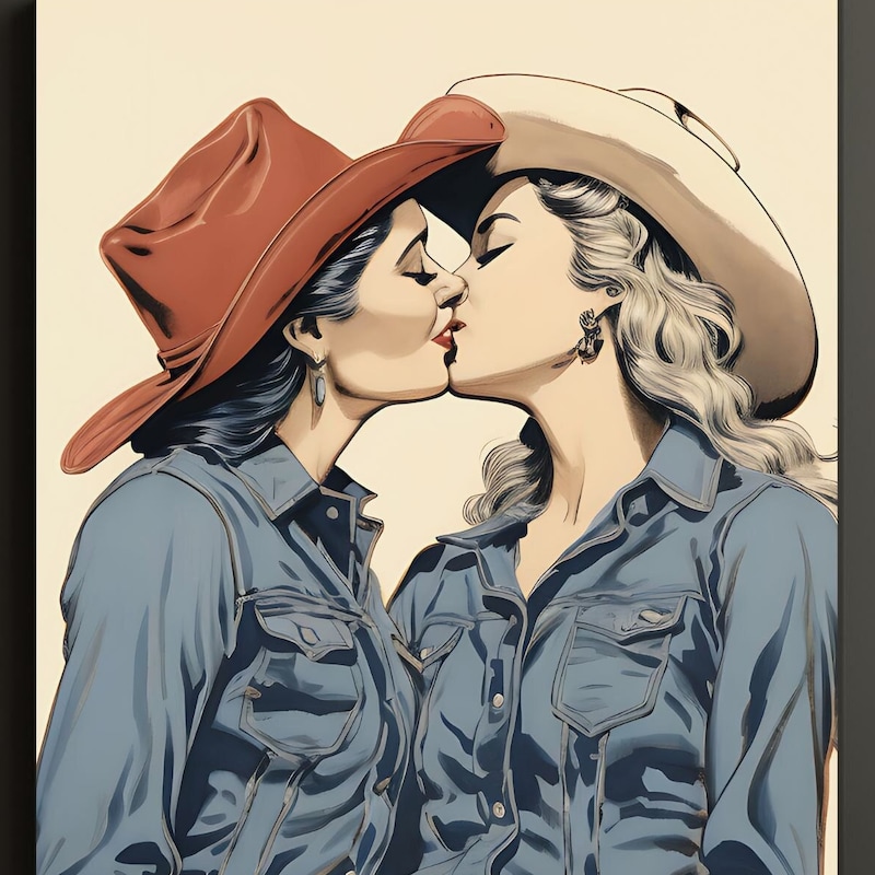 Lesbian Cowgirls Art Etsy